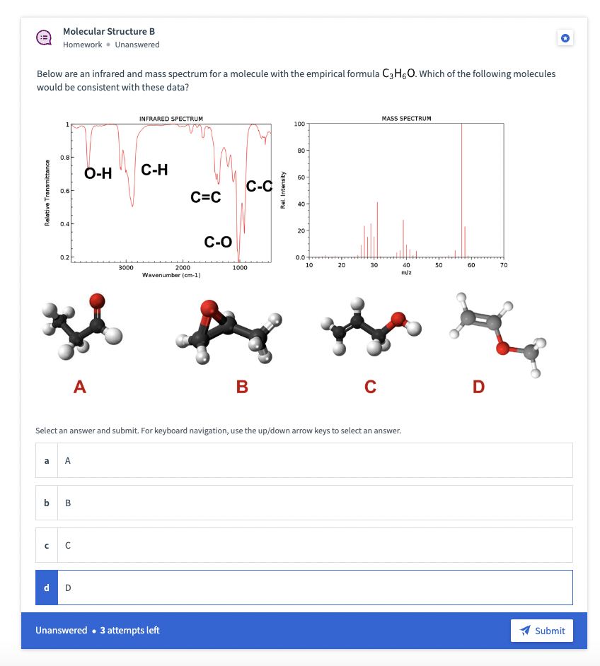 Solved Below are an infrared and mass spectrum for a | Chegg.com