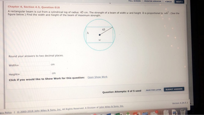 Solved ULL SCREEN PRINTER VERSION BACK Chapter 4, Section | Chegg.com