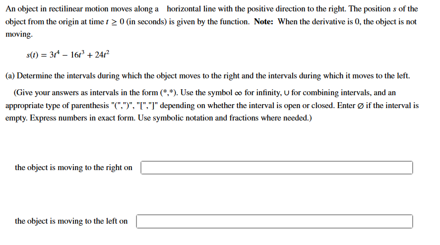 Solved An object in rectilinear motion moves along a | Chegg.com