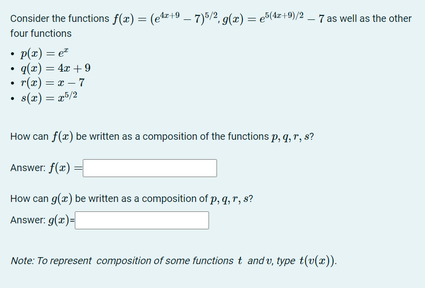 Solved Consider The Functions