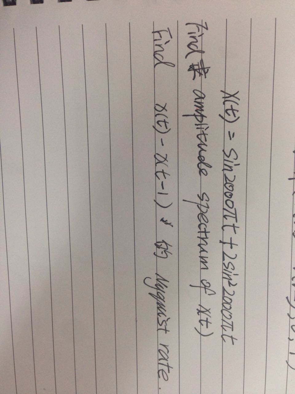 Solved x(t)=sin 2000*pi*t+2 sin^2(2000*pi*t). Find amplitude | Chegg.com