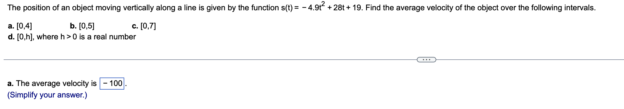 Solved The position of an object moving vertically along a | Chegg.com