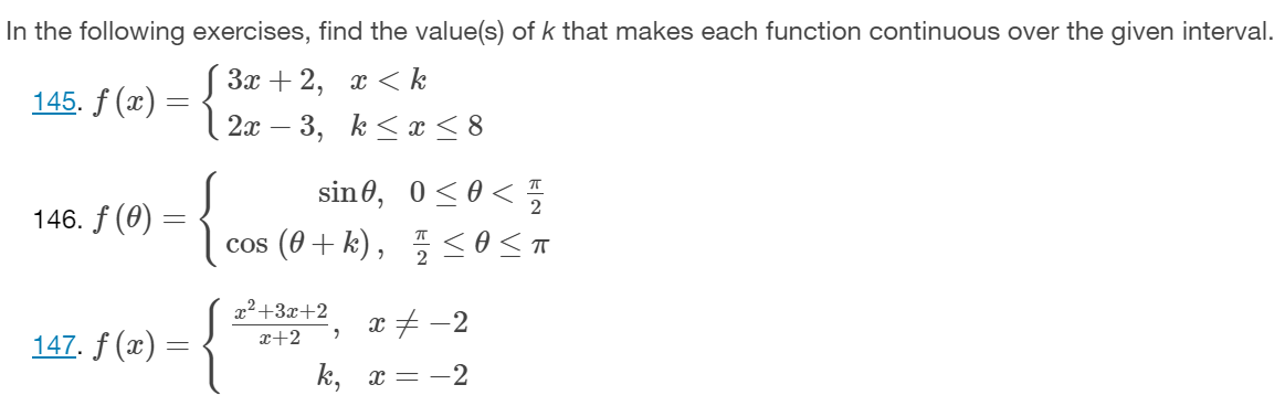 Solved In The Following Exercises Find The Value S Of K