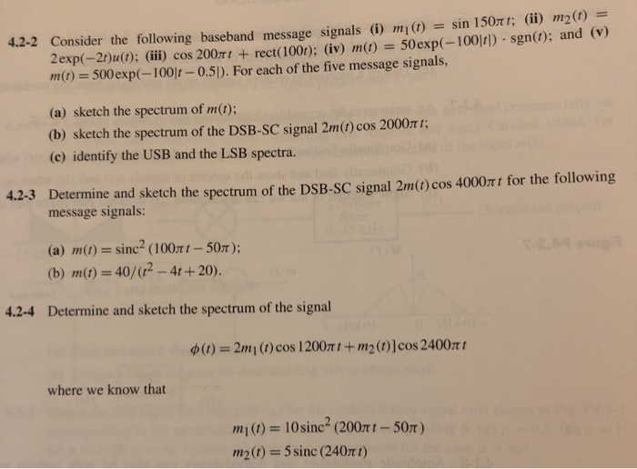 Solved Consider the following baseband message signals (i) | Chegg.com