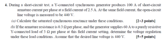 Solved 4. During a short-circuit test, a Y-connected | Chegg.com