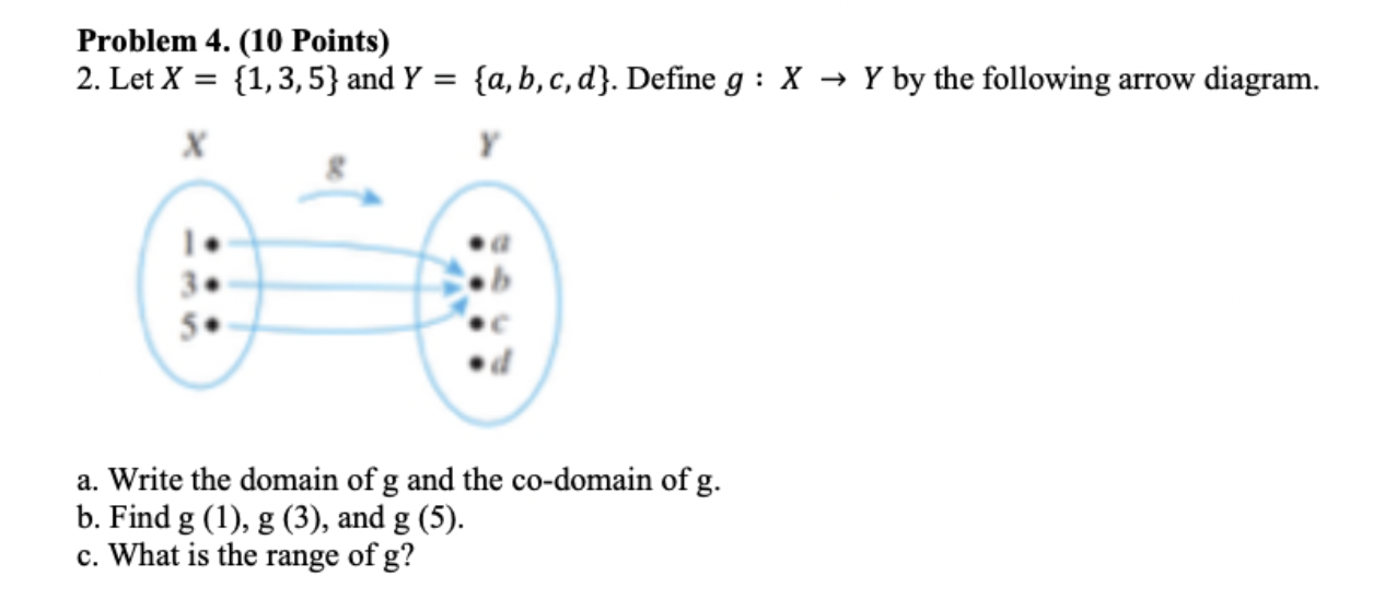 Solved Problem 4. (10 Points) 2. Let X = {1,3,5} and Y = | Chegg.com