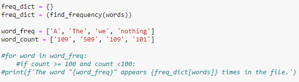 Solved Pass the list words to the find_frequency() function, | Chegg.com