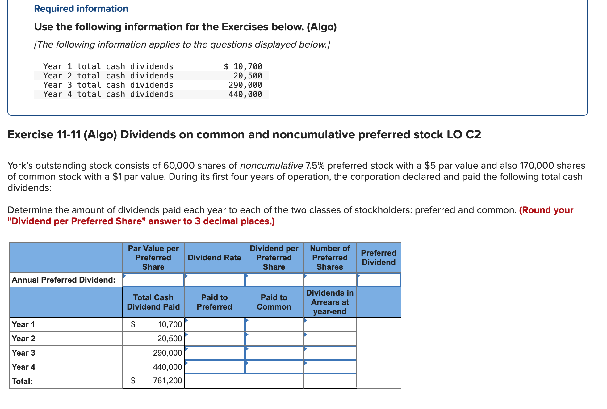 Solved Exercise 11-3 (Algo) Accounting for par, stated, and | Chegg.com