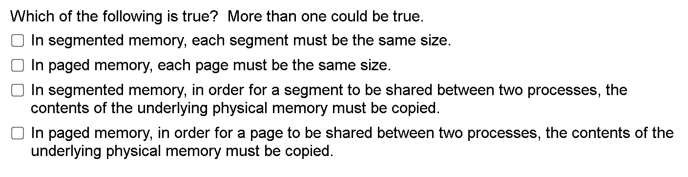 Solved Which of the following is true? More than one could | Chegg.com