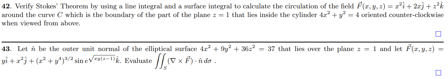 Solved 42. Verify Stokes' Theorem by using a line integral | Chegg.com