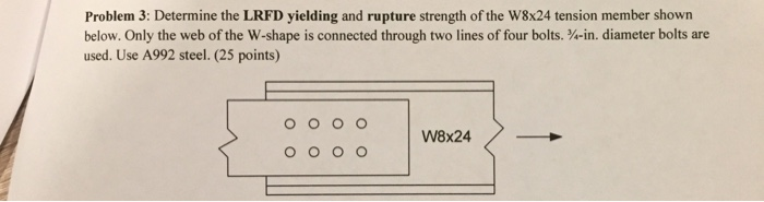 Solved Problem 3: Determine the LRFD yielding and rupture | Chegg.com
