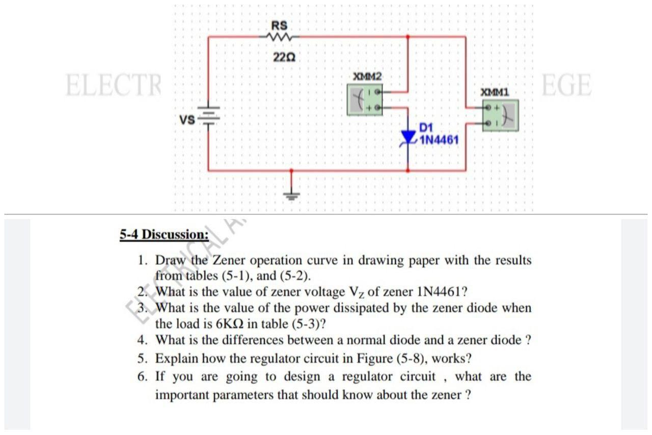 Solved RS 220 XMM2 ELECTR EGE XMM1 ta + VS D1 1N4461 5-4 | Chegg.com