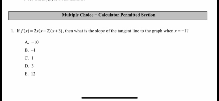 Solved Multiple Choice - Calculator Permitted Section 1. If | Chegg.com