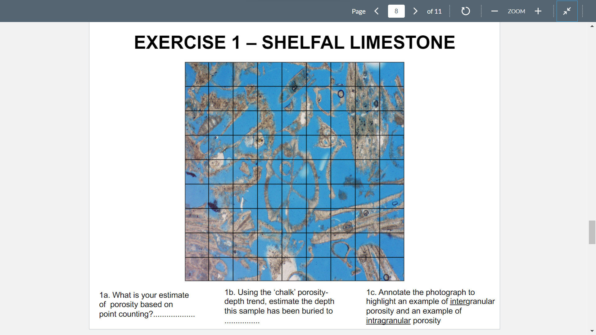 EXERCISE 1 - SHELFAL LIMESTONE 1a. What is your | Chegg.com