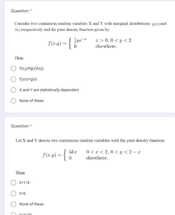 Solved Question Consider two continuous random variables X | Chegg.com