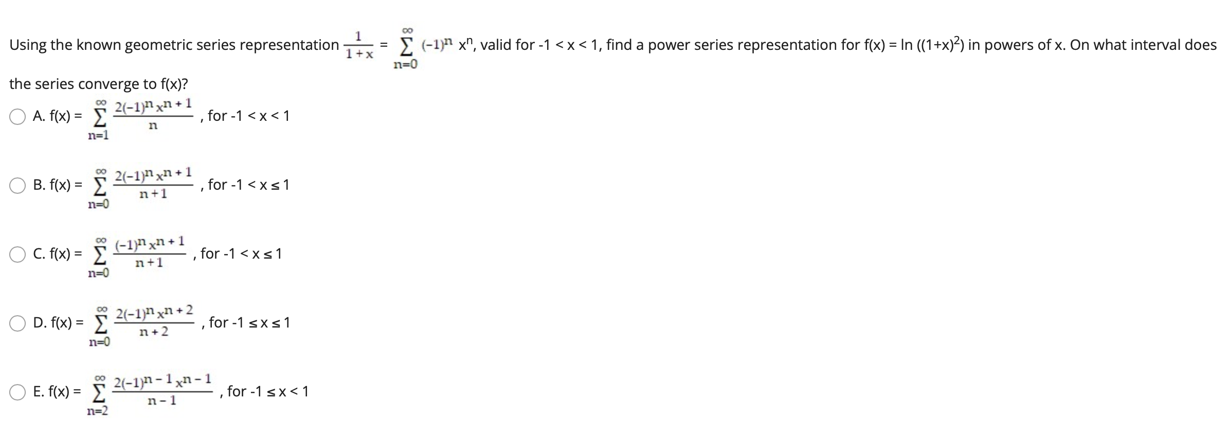 Solved Using the known geometric series representation | Chegg.com
