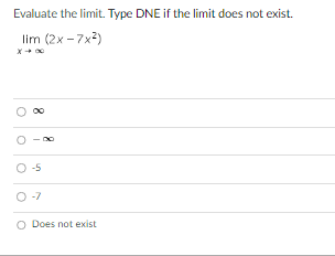 Solved Evaluate the limit. Type DNE if the limit does not | Chegg.com