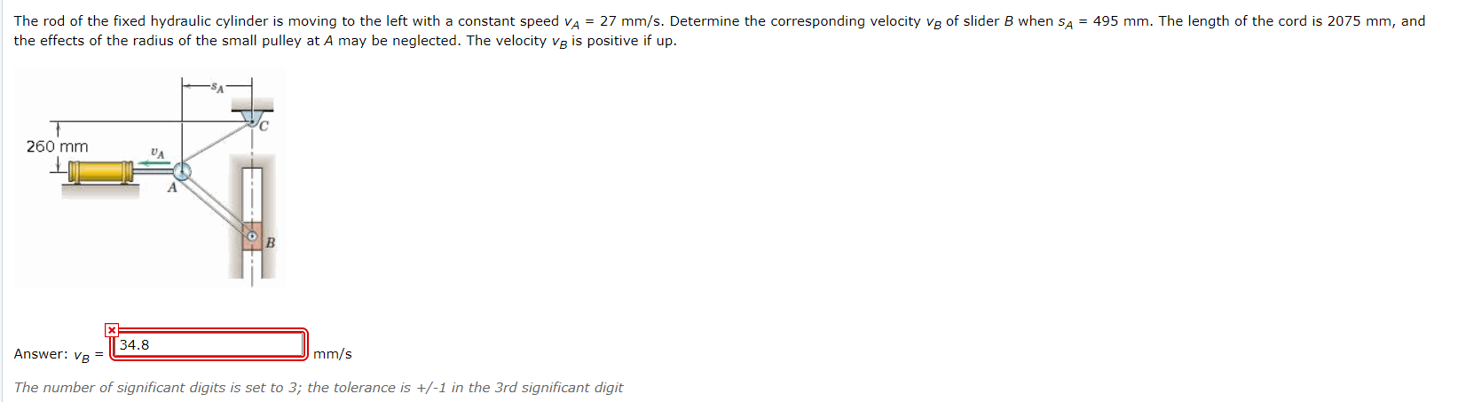 Solved The rod of the fixed hydraulic cylinder is moving to | Chegg.com