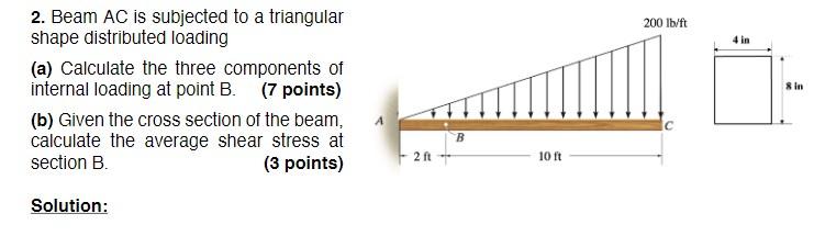 Solved 2. Beam AC is subjected to a triangular shape | Chegg.com