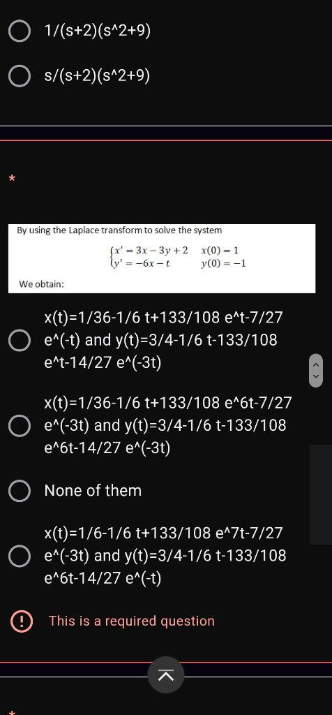 Solved O 1/(s+2)(s^2+9) O s/(s+2)(s^2+9) By using the | Chegg.com