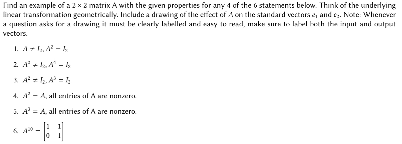Solved Find an example of a 2×2 matrix A with the given | Chegg.com