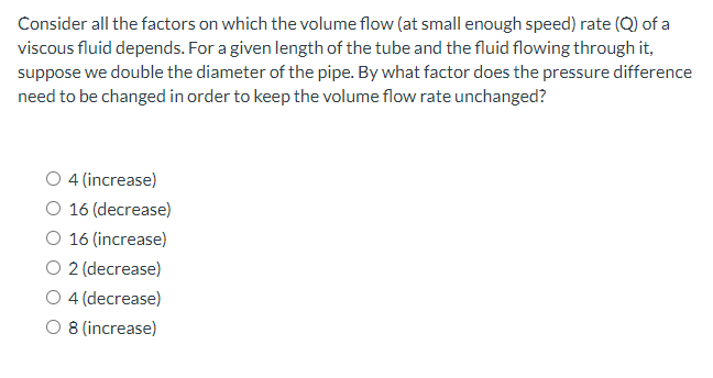 Solved Consider all the factors on which the volume flow (at | Chegg.com