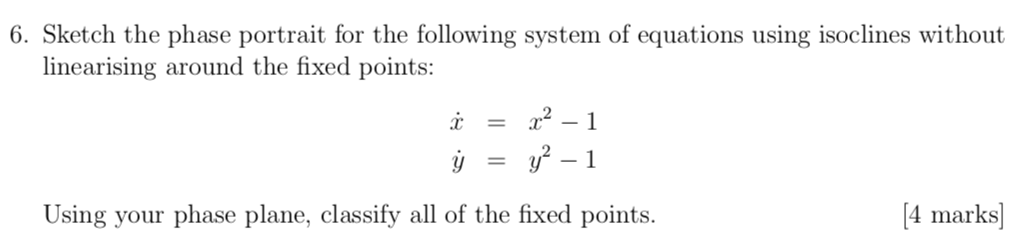 Solved 6. Sketch the phase portrait for the following system | Chegg ...