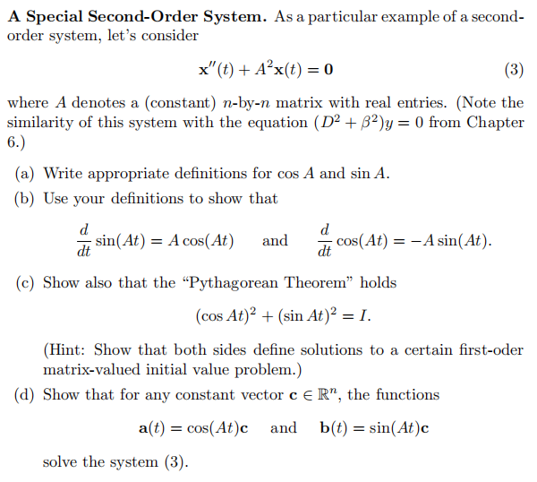 Solved A Special Second-Order System. As a particular | Chegg.com