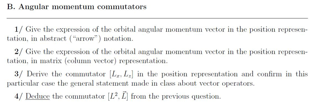 Solved B Angular Momentum Commutators 1 Give The