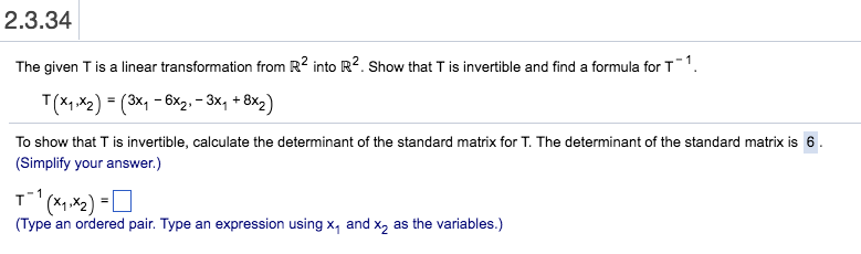 Solved 2.3.34 The given T is a linear transformation from R2 | Chegg.com