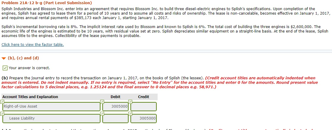 Problem 21A-12 b-g (Part Level Submission) Splish | Chegg.com