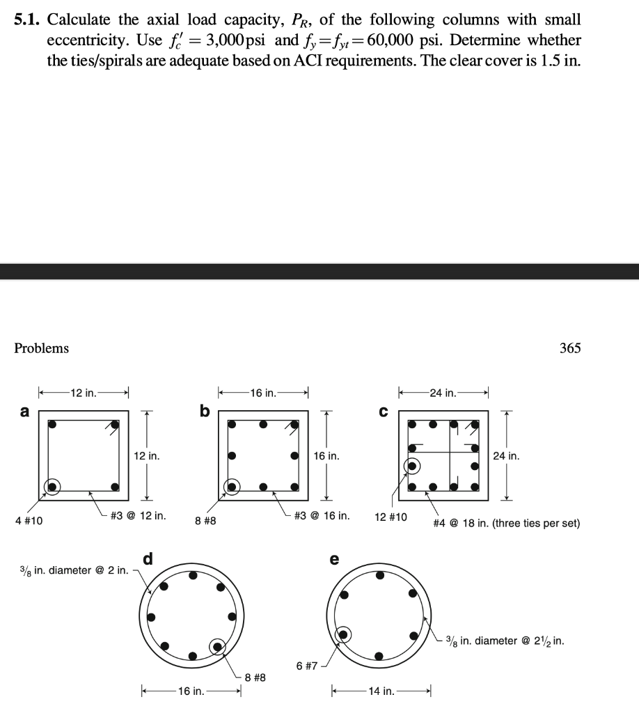 Solved 5.1. Calculate the axial load capacity, PR, of the | Chegg.com