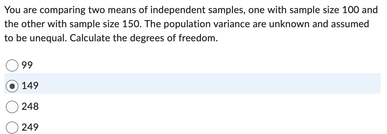 Solved You are comparing two means of independent samples, | Chegg.com