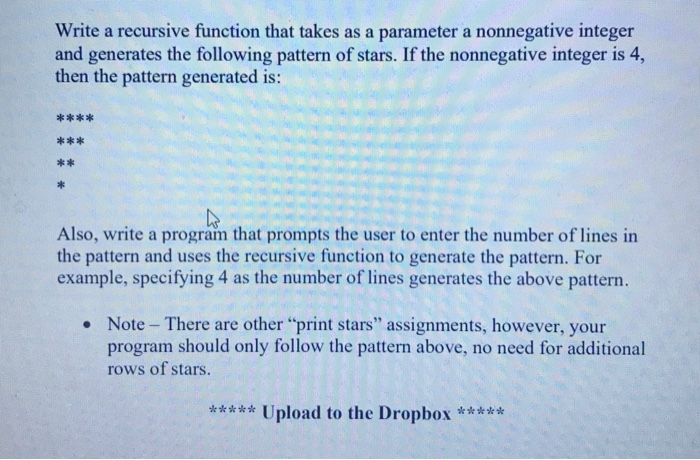 Solved Write a recursive function that takes as a parameter | Chegg.com
