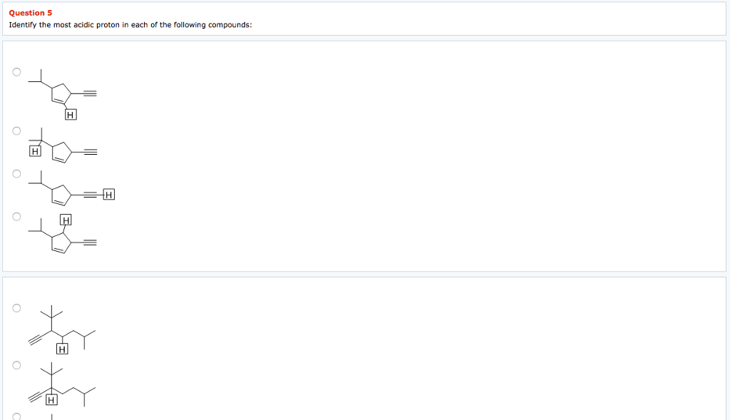 Solved Identify the most acidic proton in each of the | Chegg.com