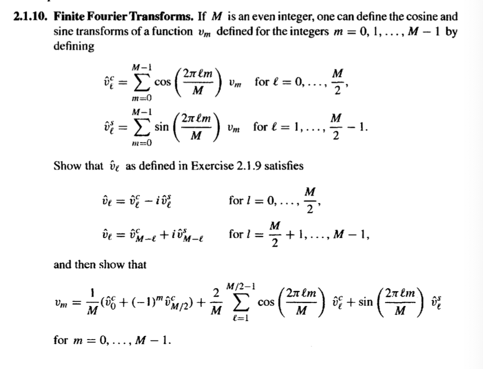 2.1.10. Finite Fourier Transforms. If M is an even | Chegg.com