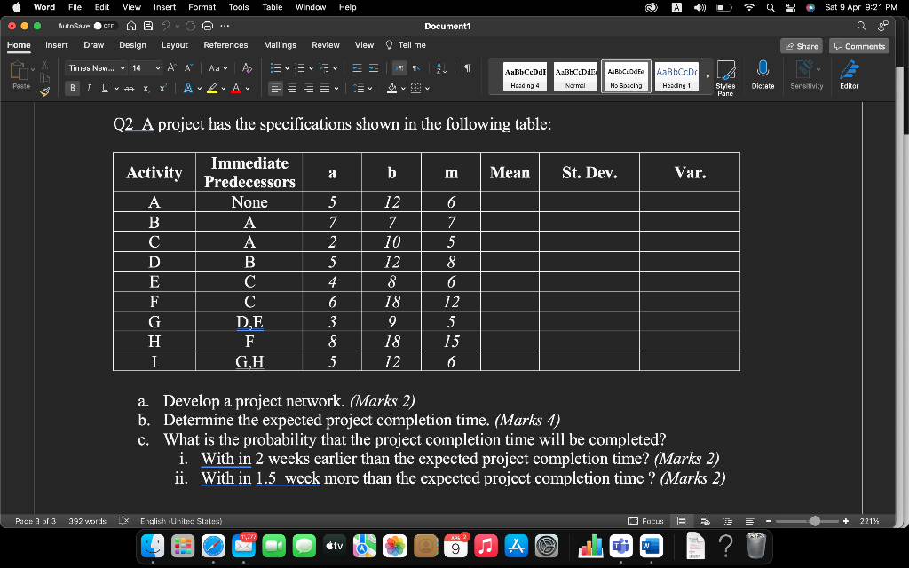 Solved Word File Edit View Insert Format Tools Table Window | Chegg.com