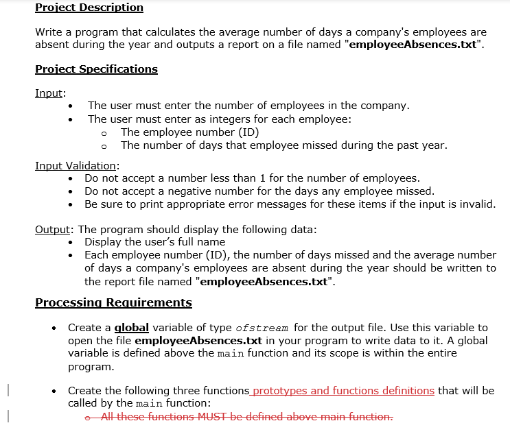 Project Description Write a program that calculates | Chegg.com