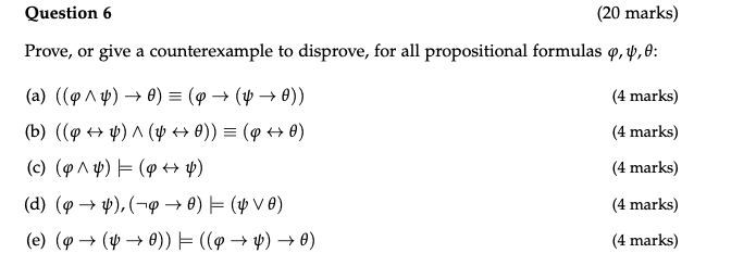 Solved Question 6 (20 marks) Prove, or give a counterexample | Chegg.com