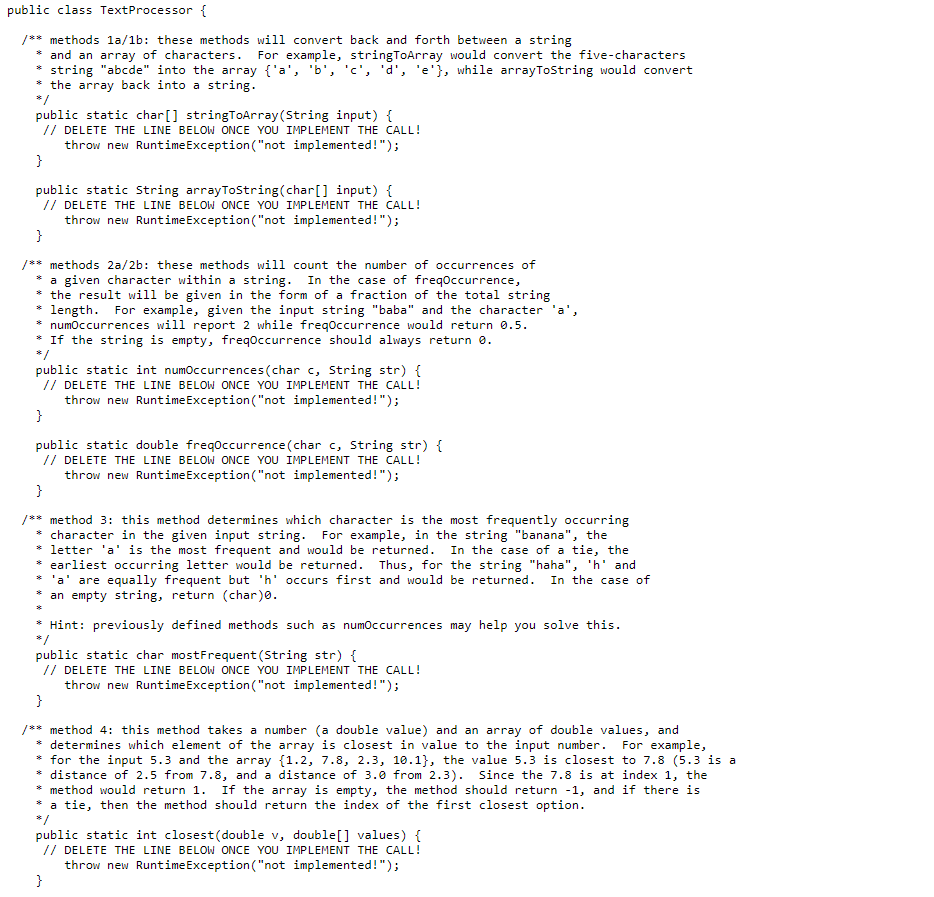 Solved METHODS 1A/1B: public static char[] | Chegg.com