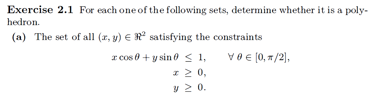 Solved Exercise 2.1 For each one of the following sets, | Chegg.com