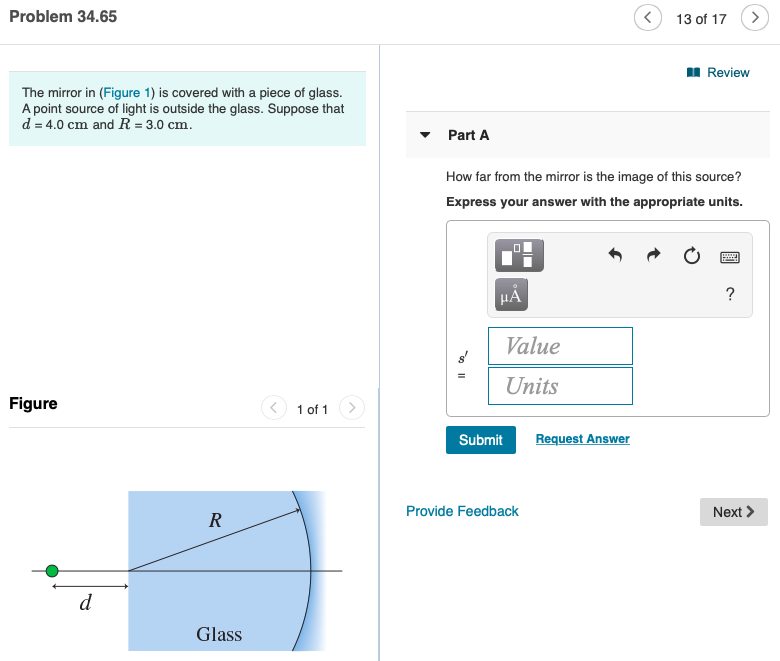Solved Problem 34.65 ③ 13 of 17 1 Review The mirror in | Chegg.com