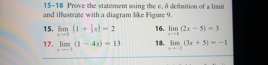Solved 15-18 Prove the statement using the ε, δ definition | Chegg.com