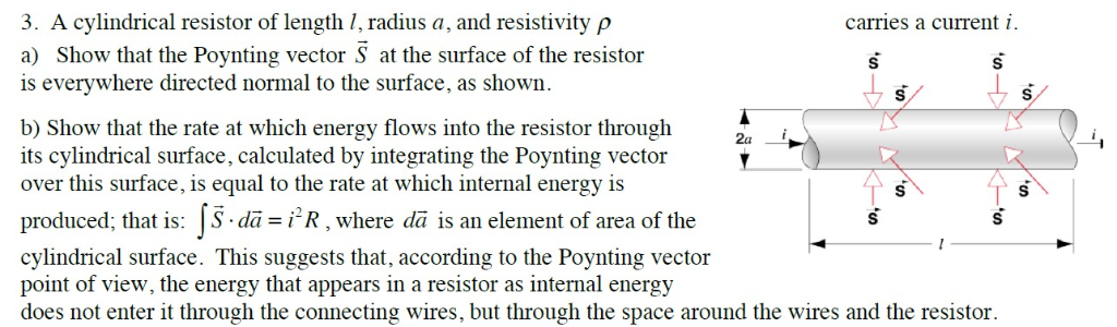 Solved 3. A cylindrical resistor of length l, radius a, and | Chegg.com