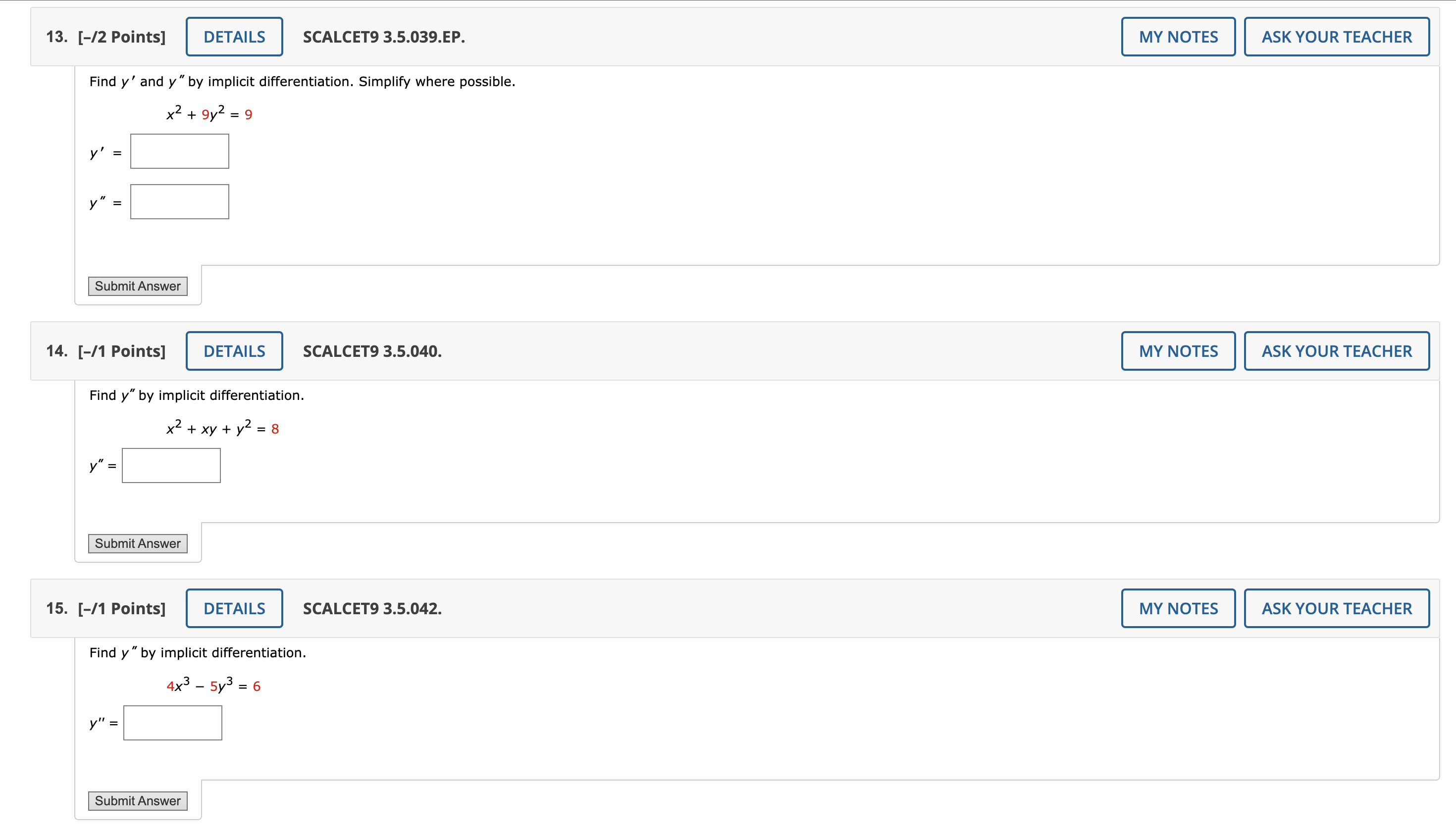 Solved Find y′ and y′′ by implicit differentiation. Simplify | Chegg.com