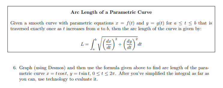 Solved Arc Length of a Parametric Curve Given a smooth curve | Chegg.com