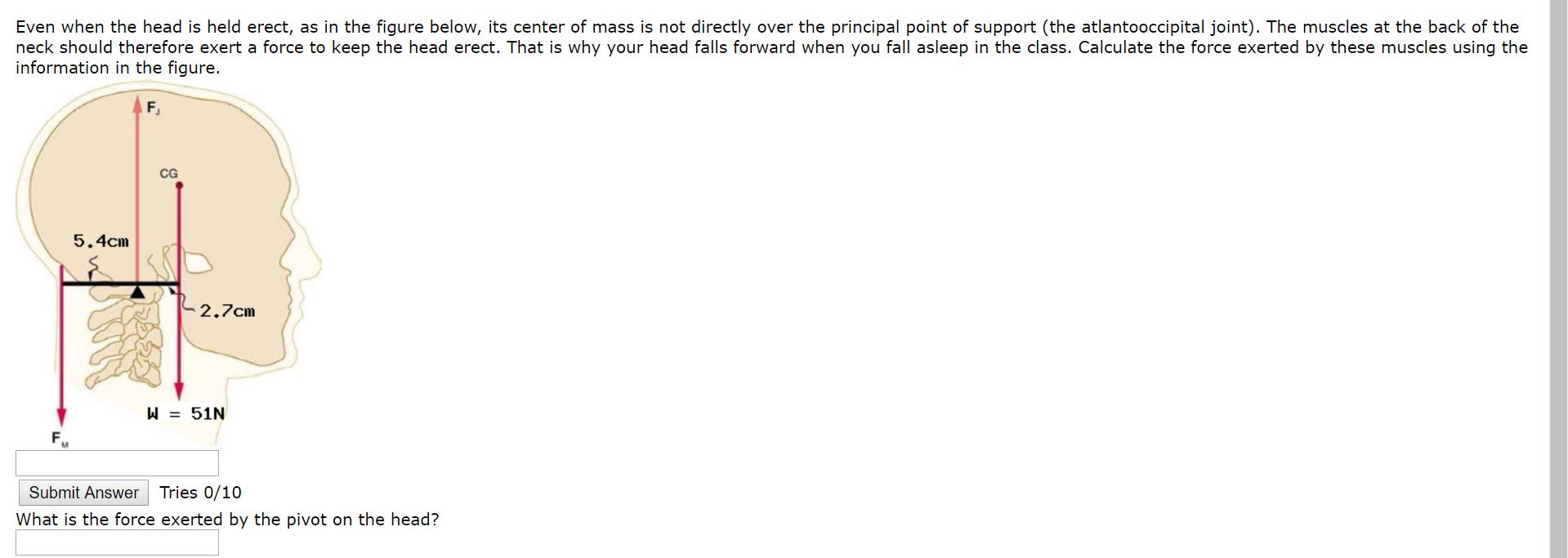 Solved Even when the head is held erect, as in the figure | Chegg.com