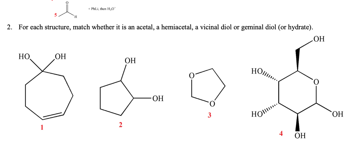 Solved + PhLi, thеn H0* H 2. For each structure, match | Chegg.com