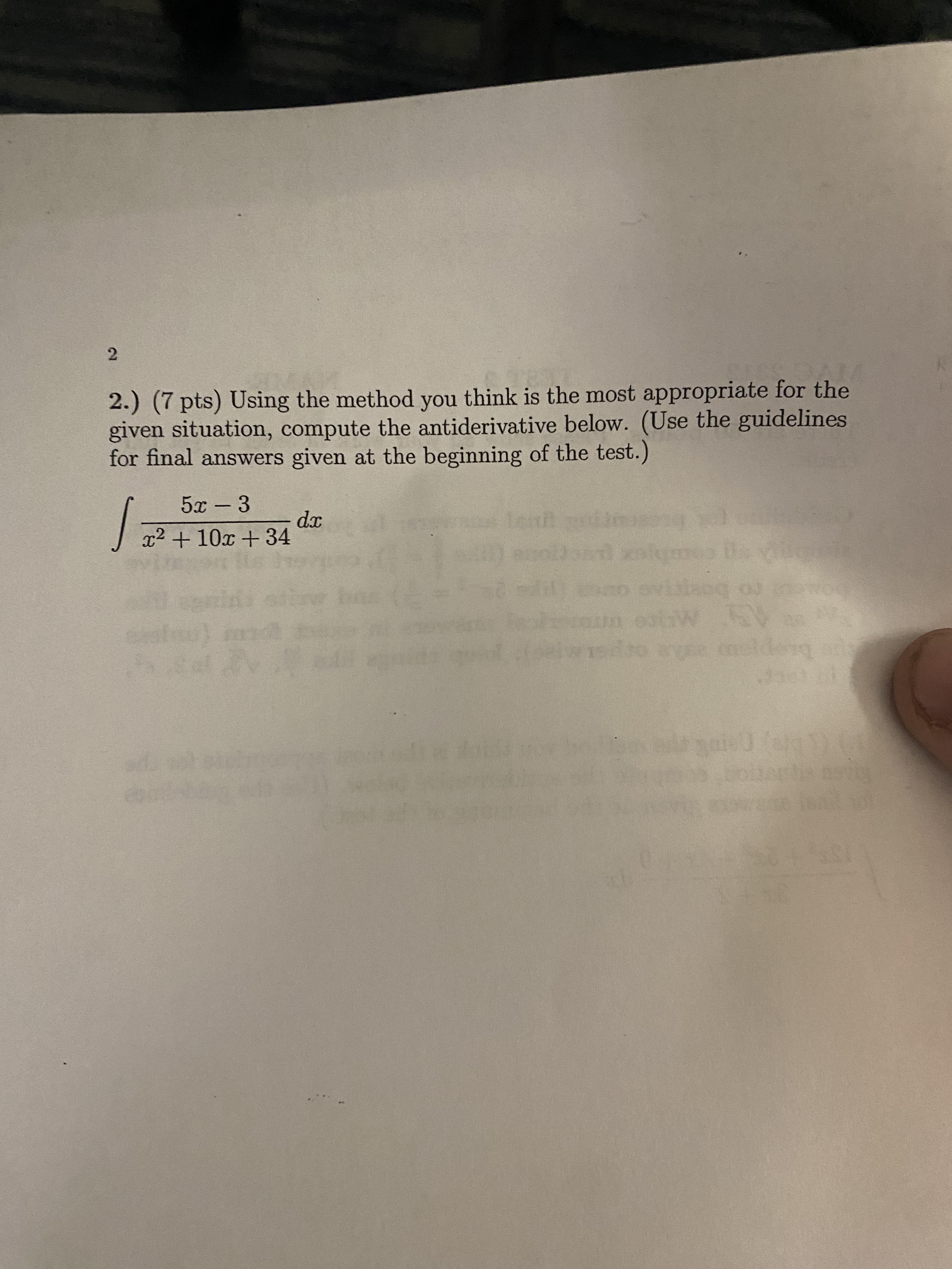 Solved 2.) (7 pts) Using the method you think is the most | Chegg.com