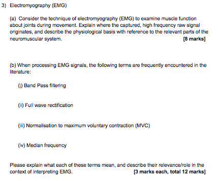 3) Electromyography (EMG) (a) Consider the technique | Chegg.com